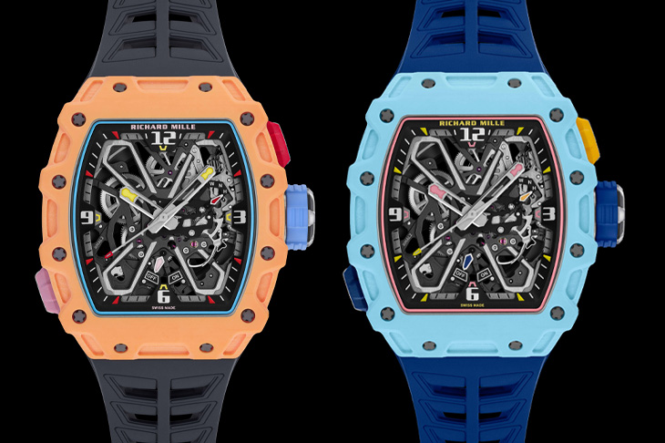 RICHARD MILLE RM35-03 Rafael Nadal自動上鍊腕錶以新色鮭魚粉與藍色石英纖維登場 - 城邦國際名表